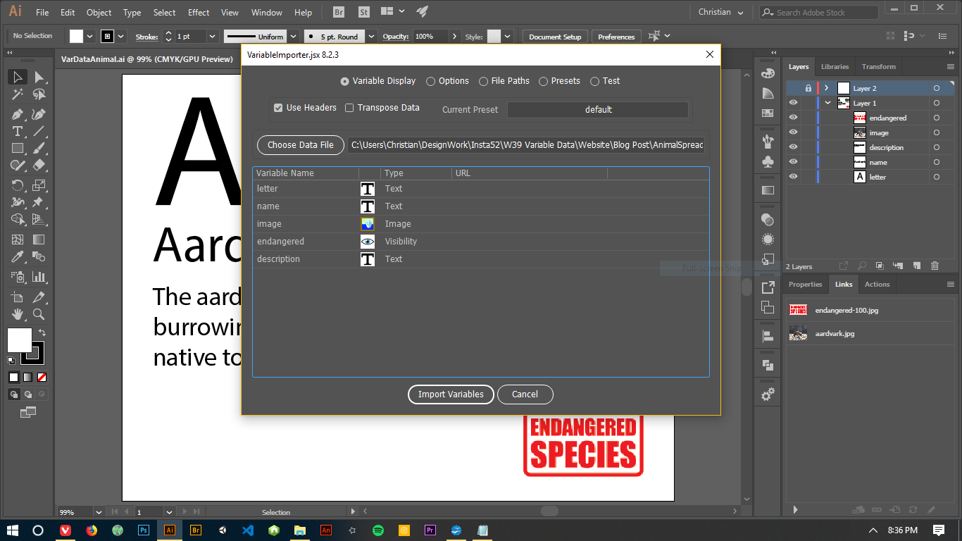 Variable Data Adobe Illustrator Tutorial Christian Da